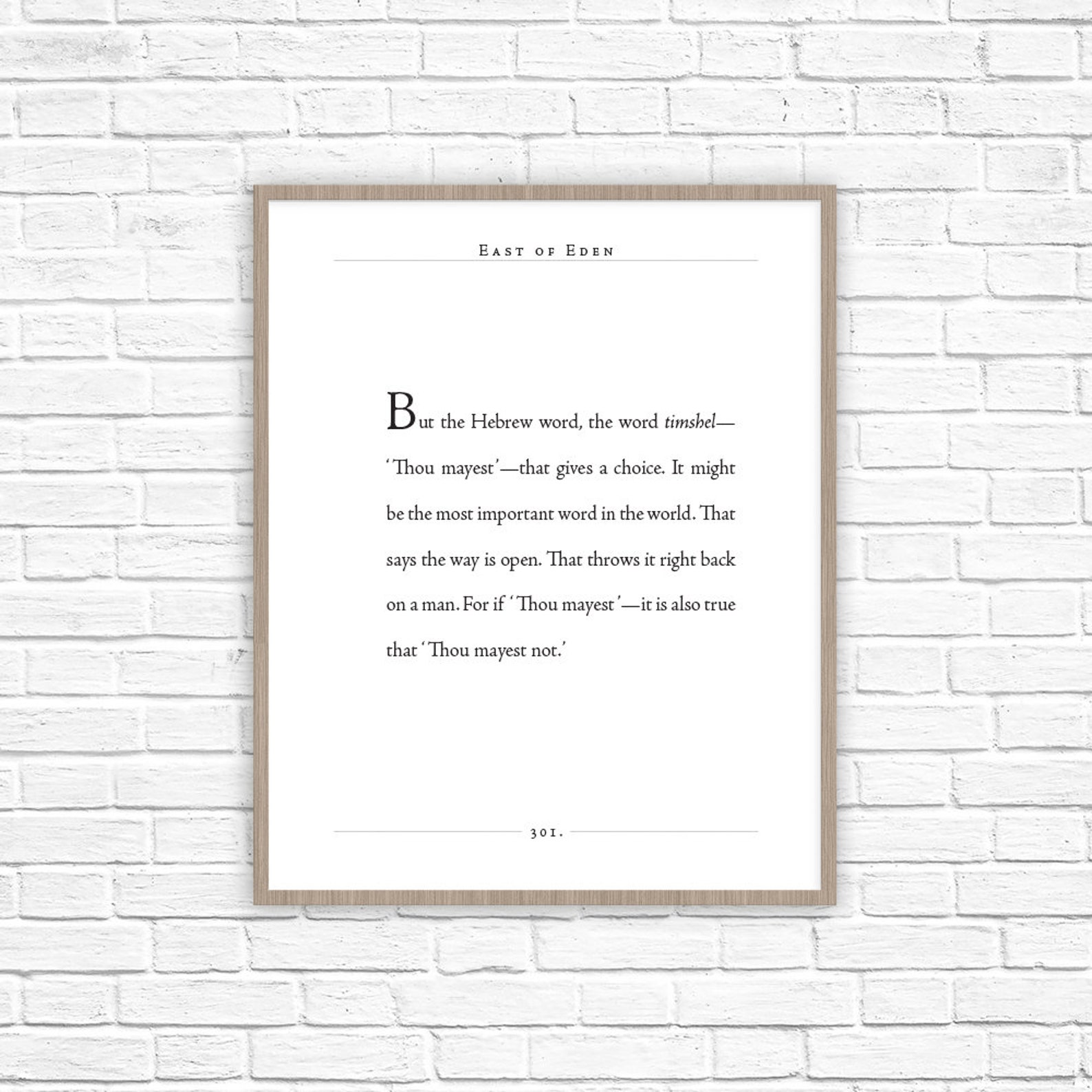 John Steinbeck Quote | East of Eden Print | Timshel Hebrew Word Quote ...