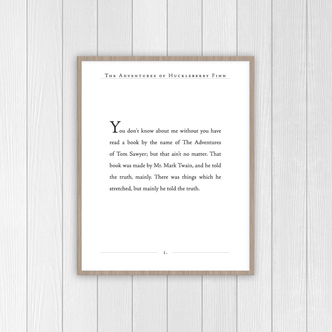 Mark Twain Quote | Adventures of Huckleberry Finn Quote Print | Classic ...