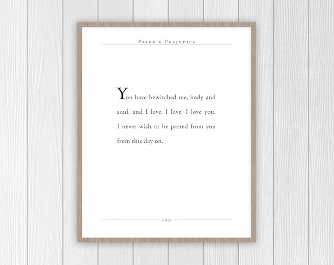 Printable Book Page Wall Art, Jane Austen Quote, Pride Prejudice, Mr ...