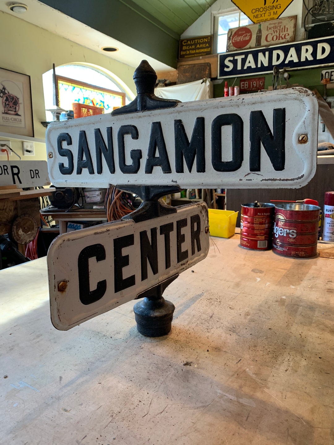 1920s Four Sided Street Sign. Four Pressed Steel Signs With Mount - Etsy