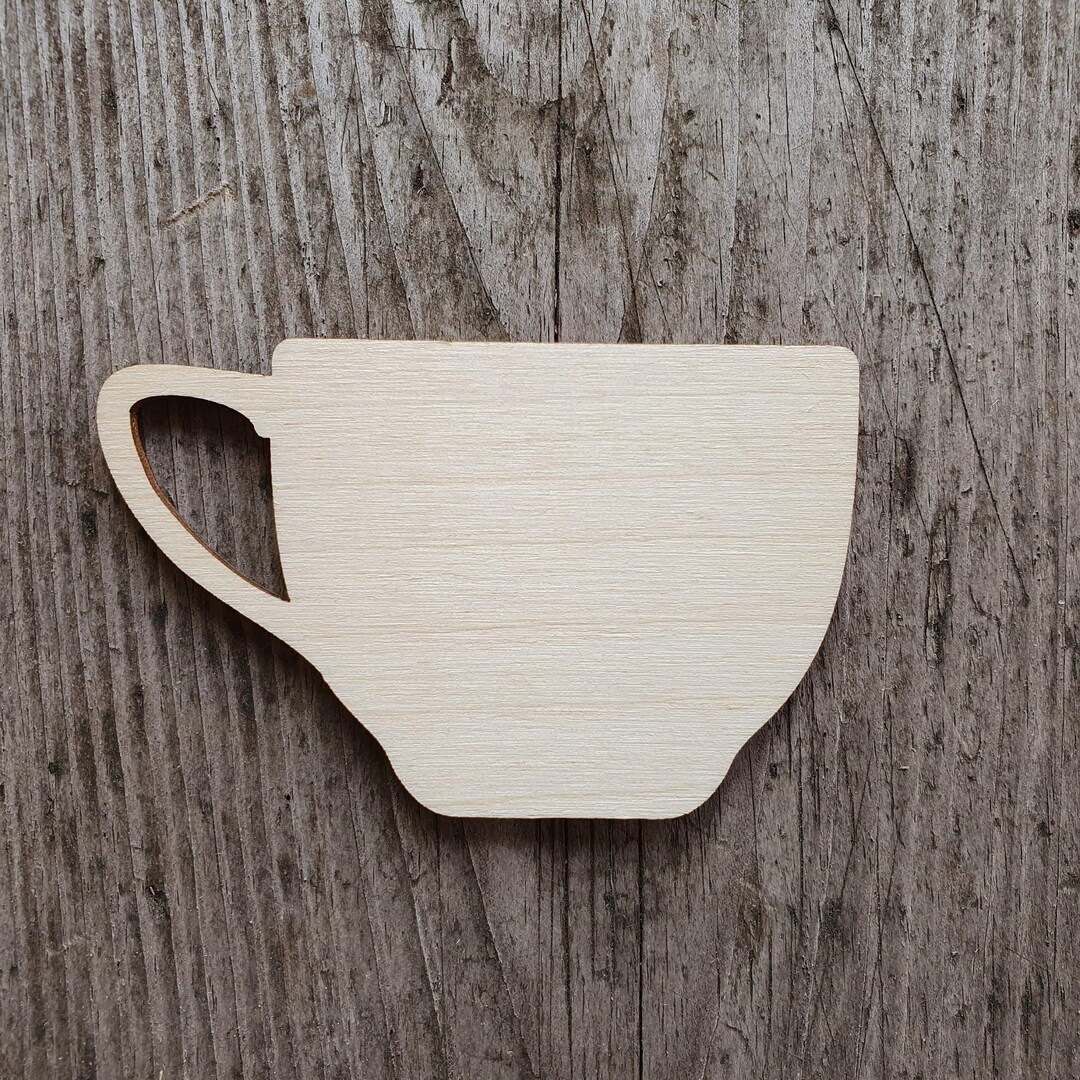 Laser Cut Plywood Coffee Cup Shape, Wooden Coffee Cup Cutouts, Choose ...