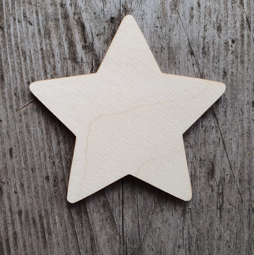 Star Shape, 3"- 20", Star Cut Out, Unfinished Wood, Wooden Cutout ...