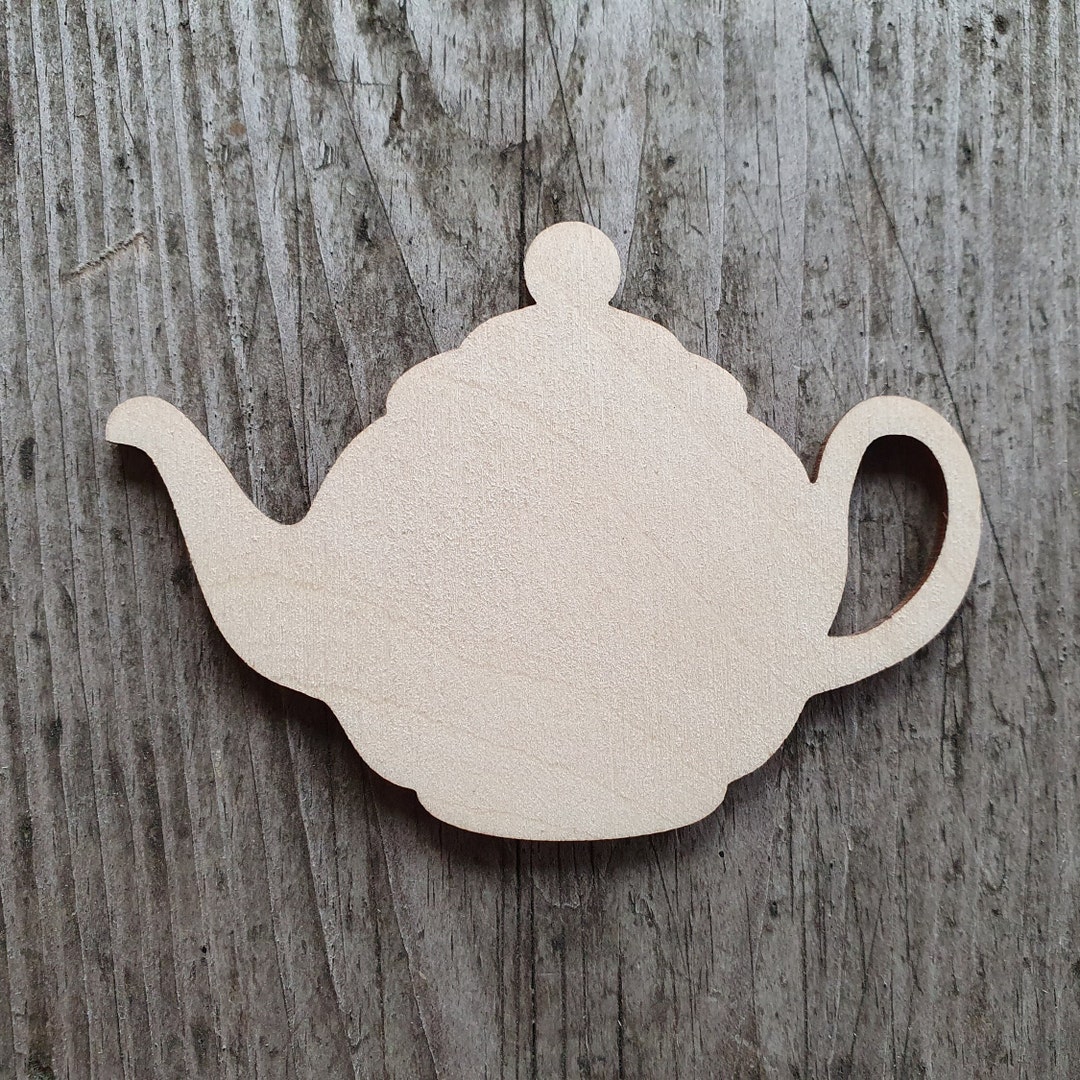 Wooden Tea Pot Shape for DIY Craft Projects - Teapot Cutouts - Wood Tea ...