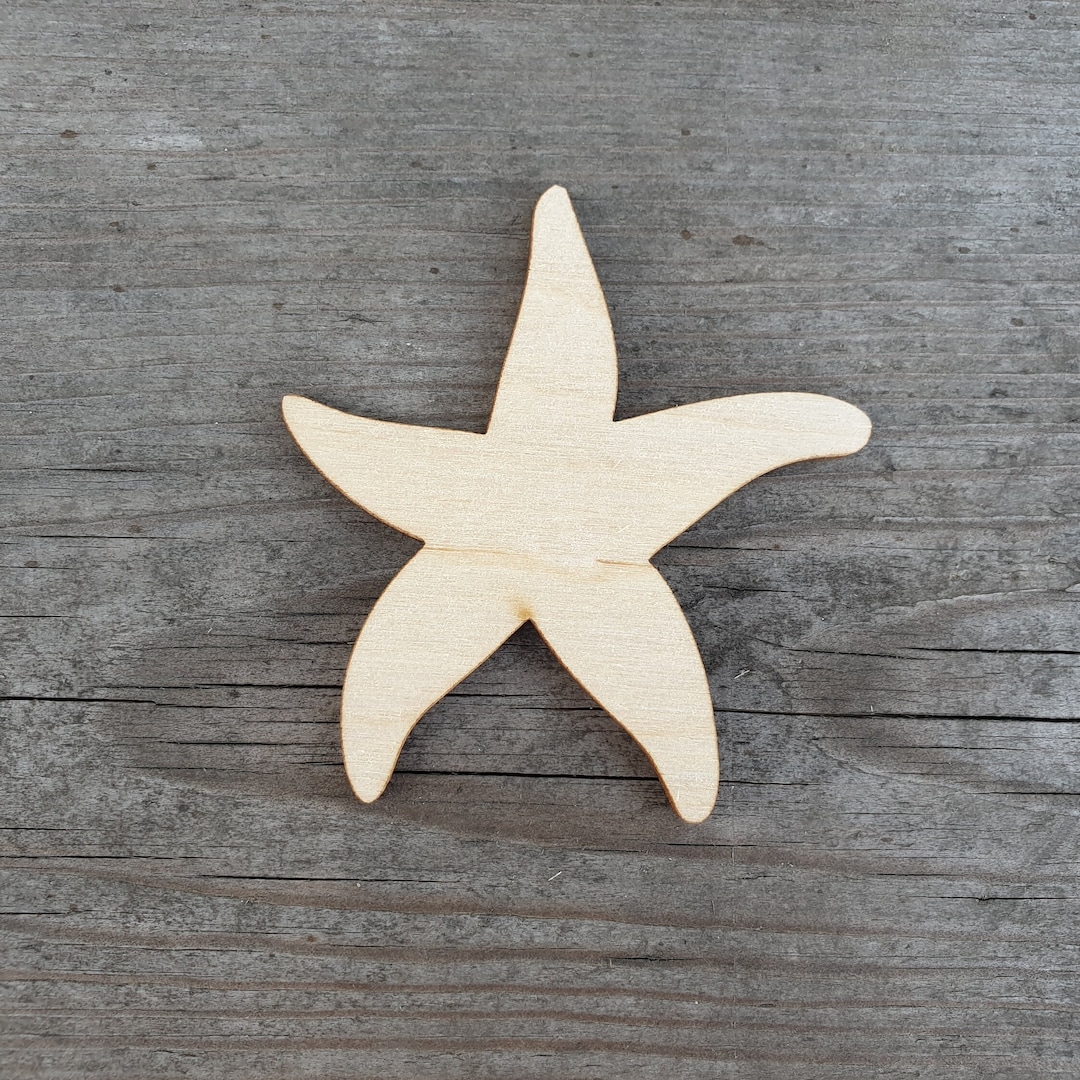 Wooden Starfish Shape for DIY Craft Projects, Starfish Cutouts, Laser ...