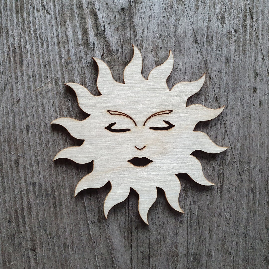 Sun With Face Shape, 3" - 20", Laser Cut Sun Shape, Unfinished Wood ...