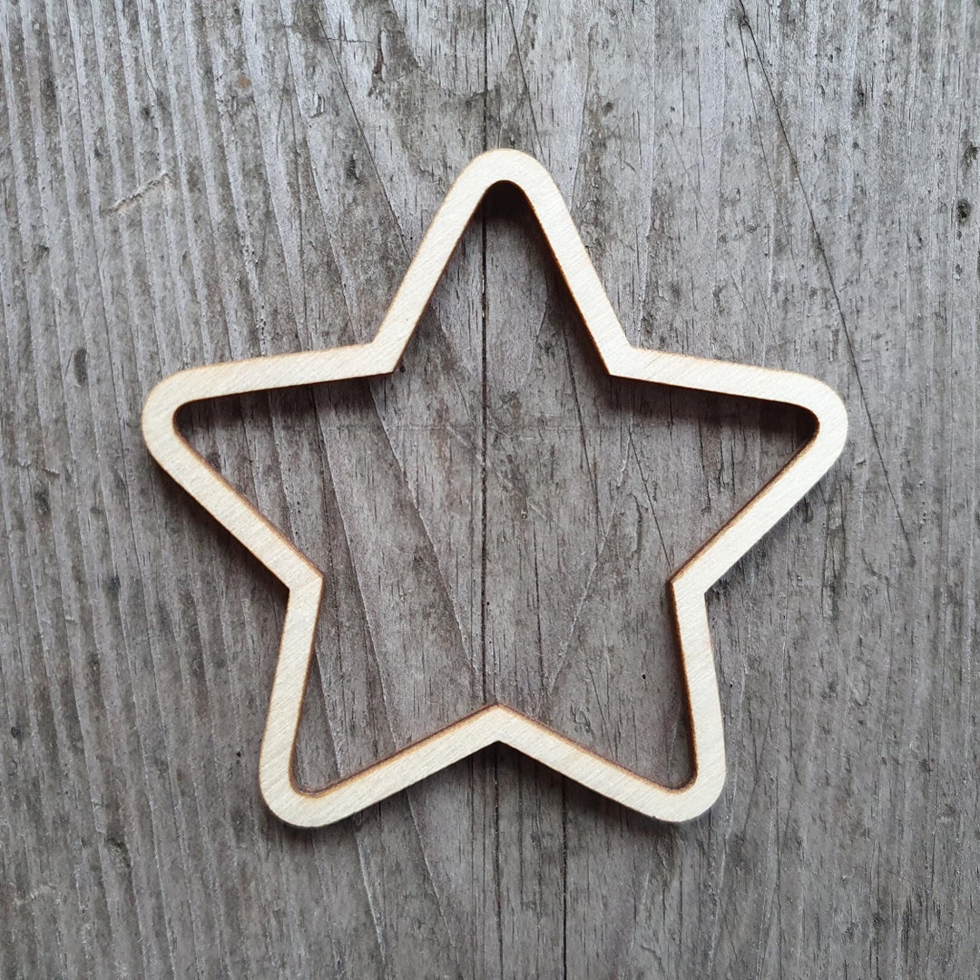 Rounded Star Outline Shape, 3" - 20", Star Cut Out, Unfinished Wood ...