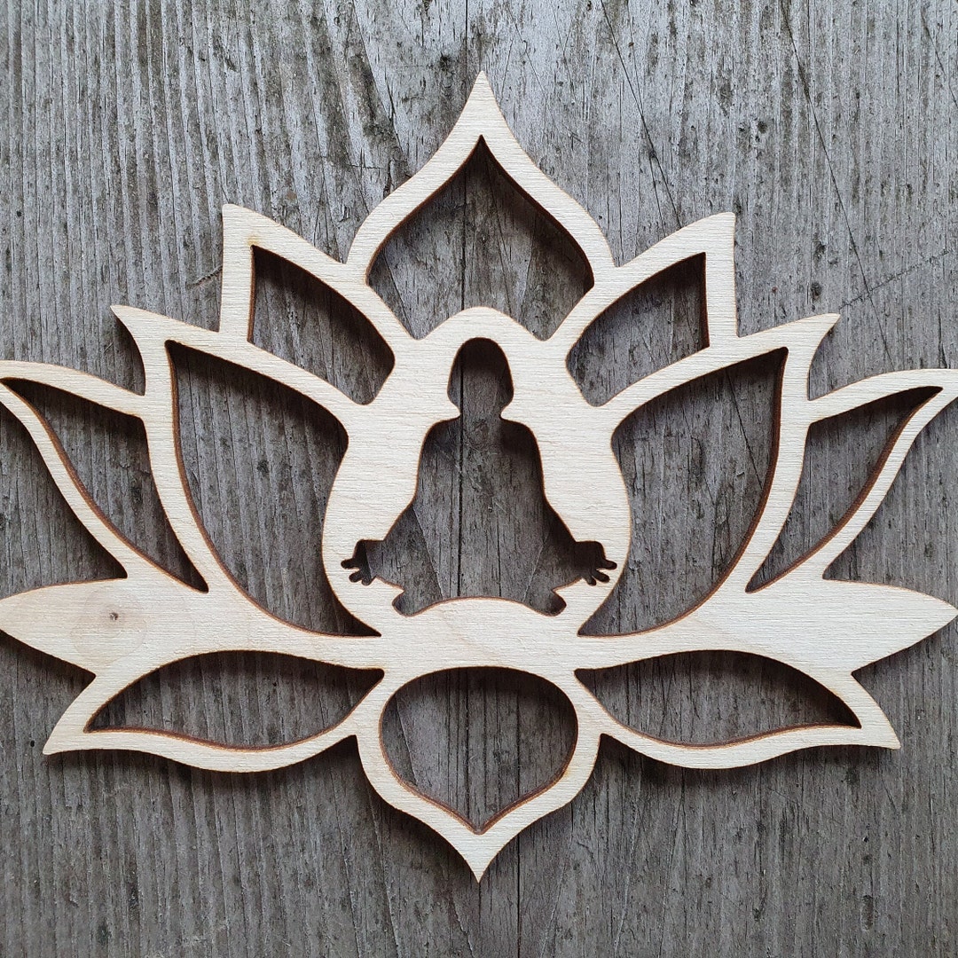 Lotus Yoga Shape, 3" - 20", Laser Cut Lotus Flower, Unfinished Wood ...