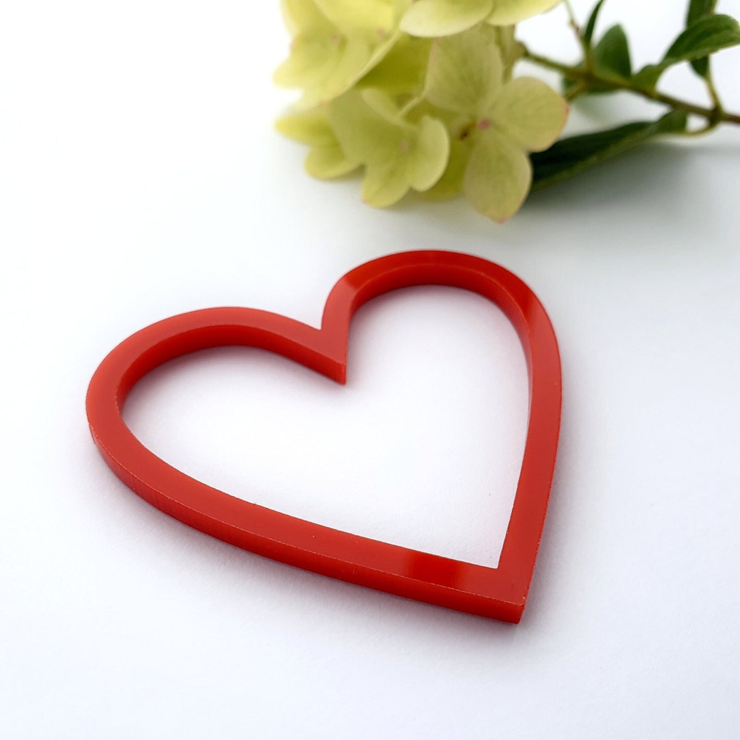 Acrylic Heart Outline, 2" - 20", Red Acrylic Cutout Shapes for Crafts ...