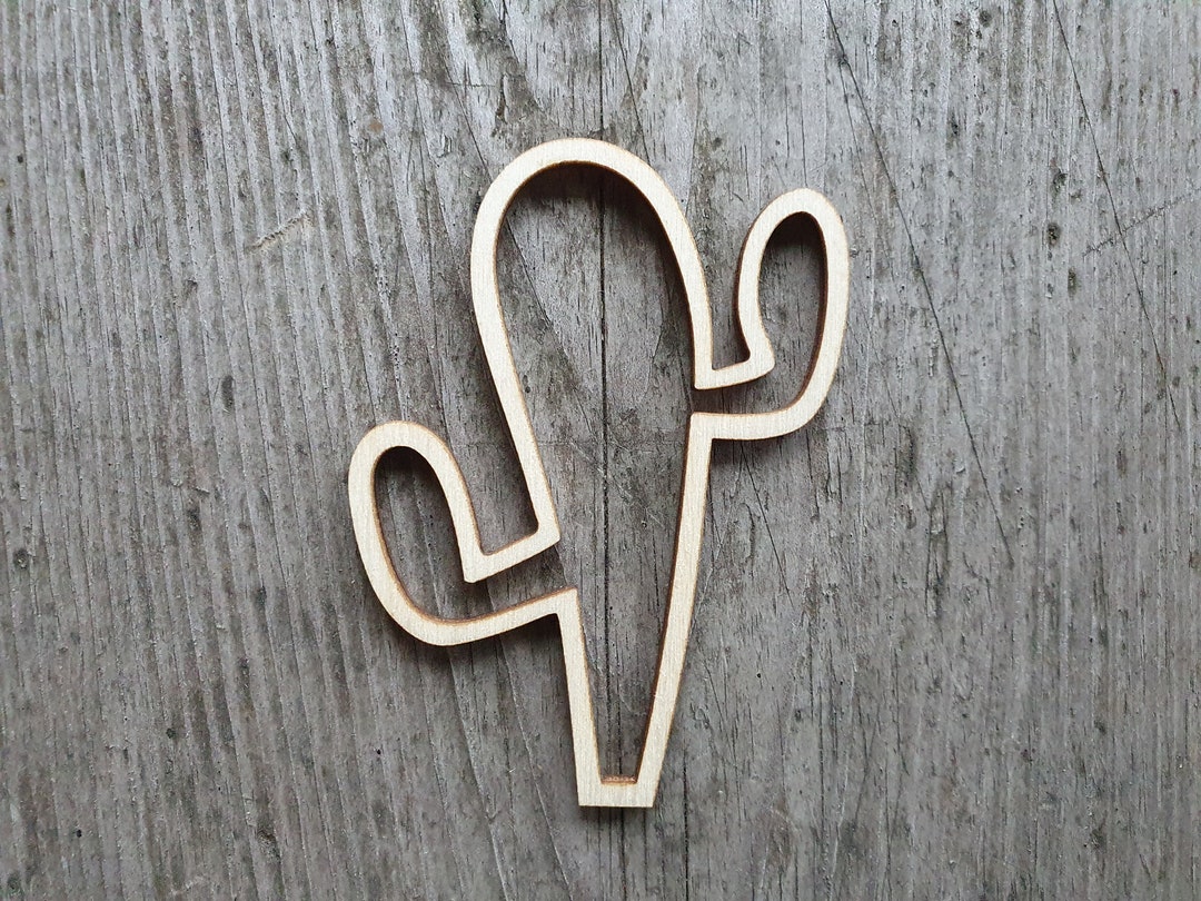 Cactus Outline Shape, 3" - 20", Cactus Cut Out, Wooden Cutout Shapes ...