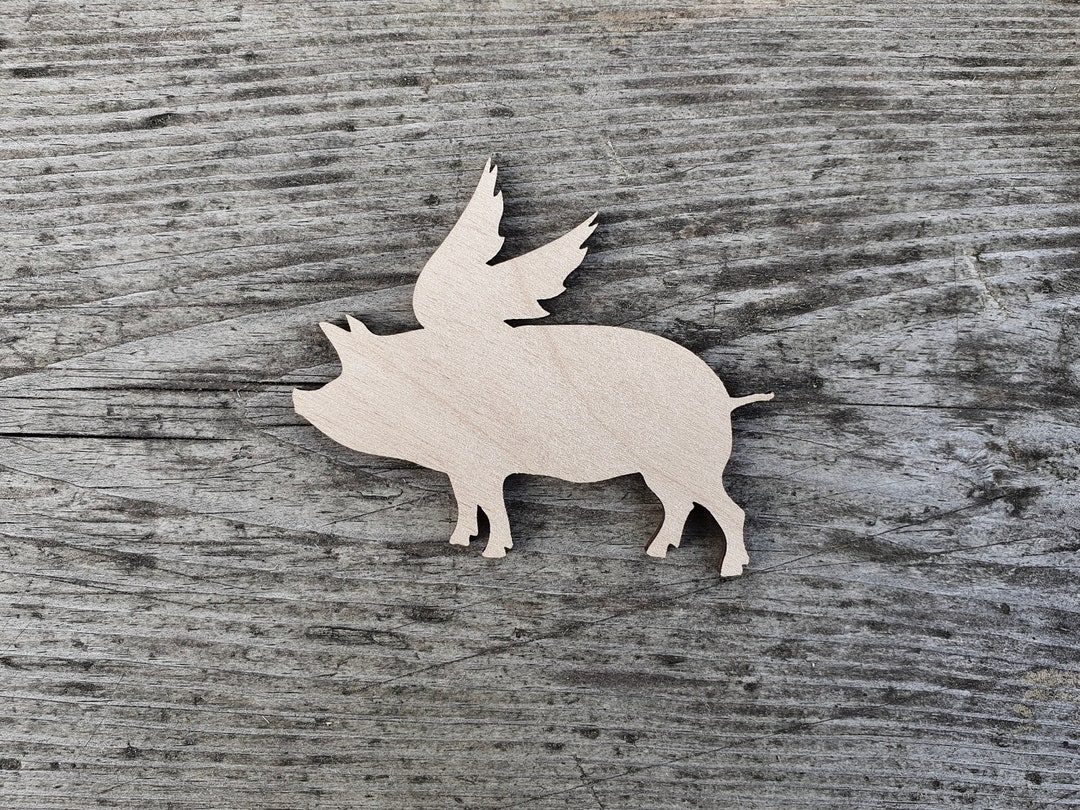 Flying Pig Shape, 3" - 20", CHOOSE SIZE, Laser Cut, Unfinished Wood ...