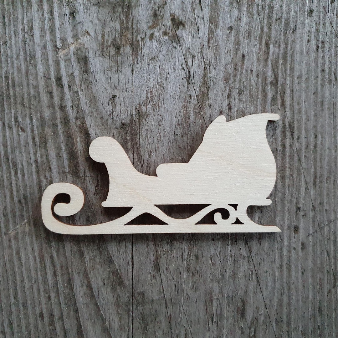 Santa Sled Shape, 3"- 20", Christmas Sleigh Cut Out, Wooden Cutout ...