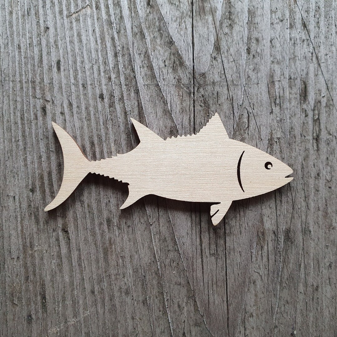 Wooden Tuna Fish Shape for DIY Craft Projects - Fish Cutouts - Wood ...