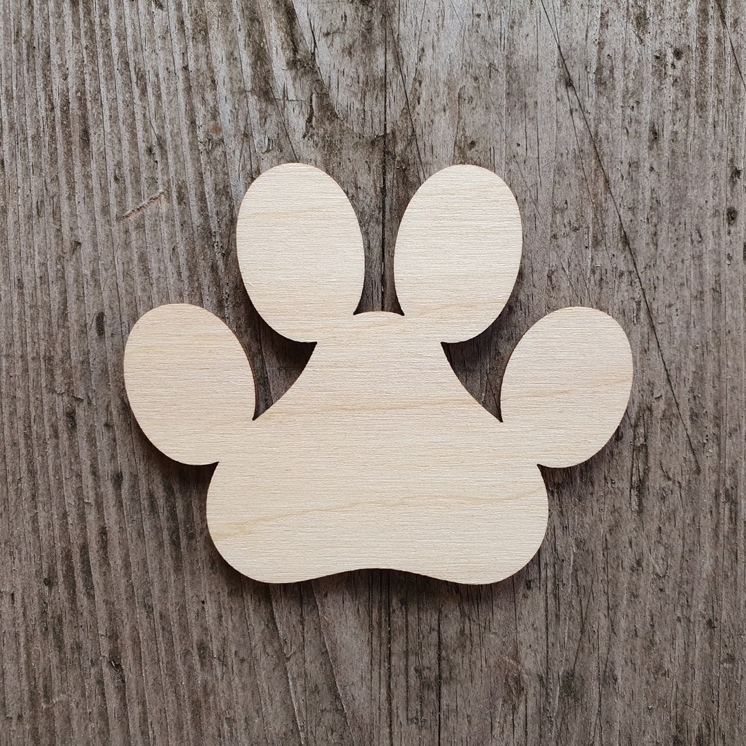 Laser-cut Plywood Dog Paw Print Shape for DIY Craft or Decoration ...