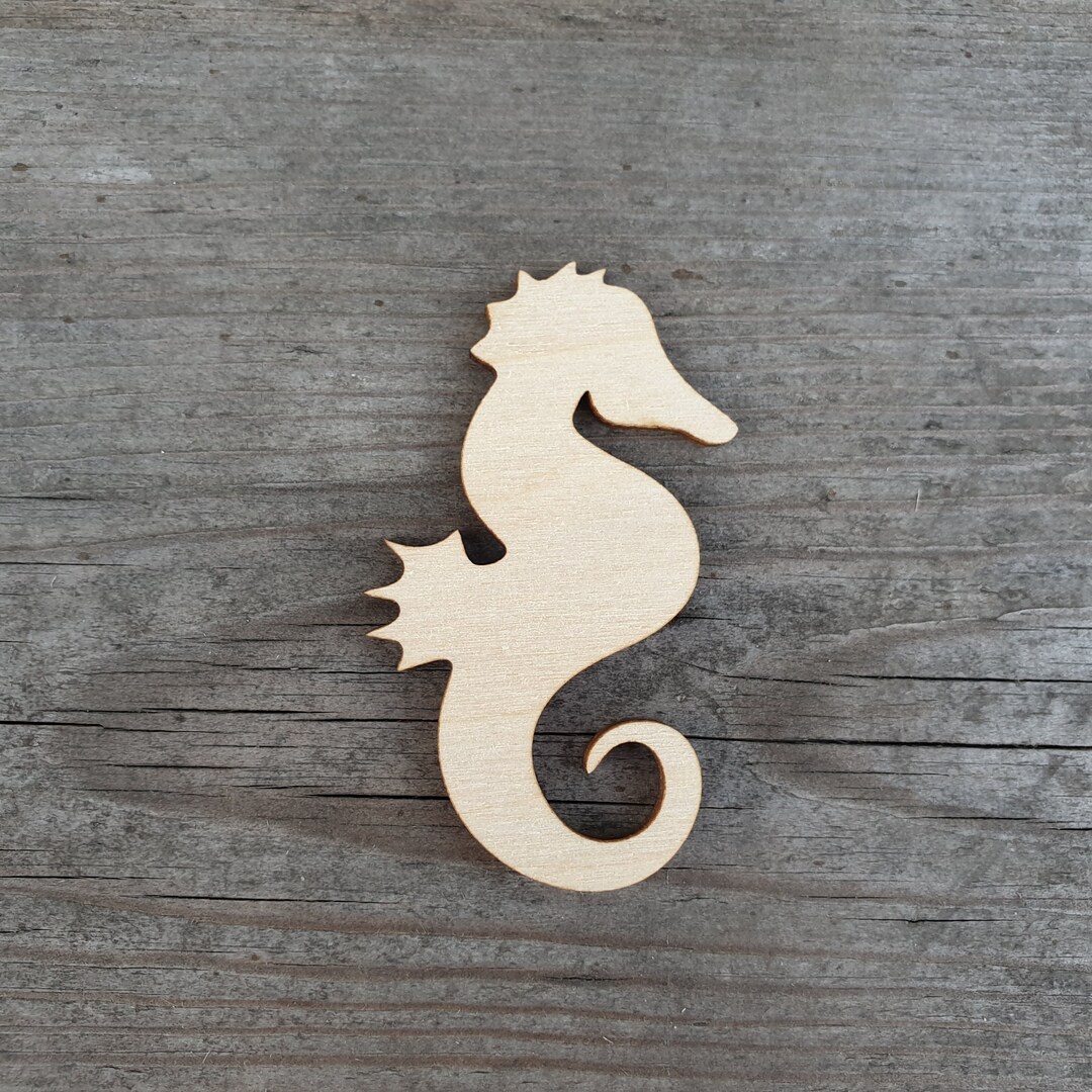 Laser-cut Wooden Seahorse Shape for Under the Sea Themed DIY Craft ...