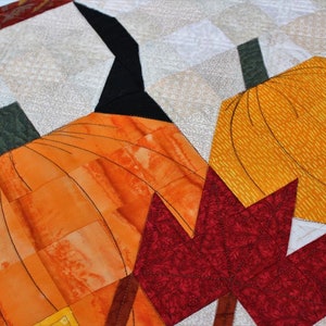 Pumpkat Patch Table Runner, Cat With Pumpkins, Fall Leaves Table Decoration, Easy Quilt Pattern ...