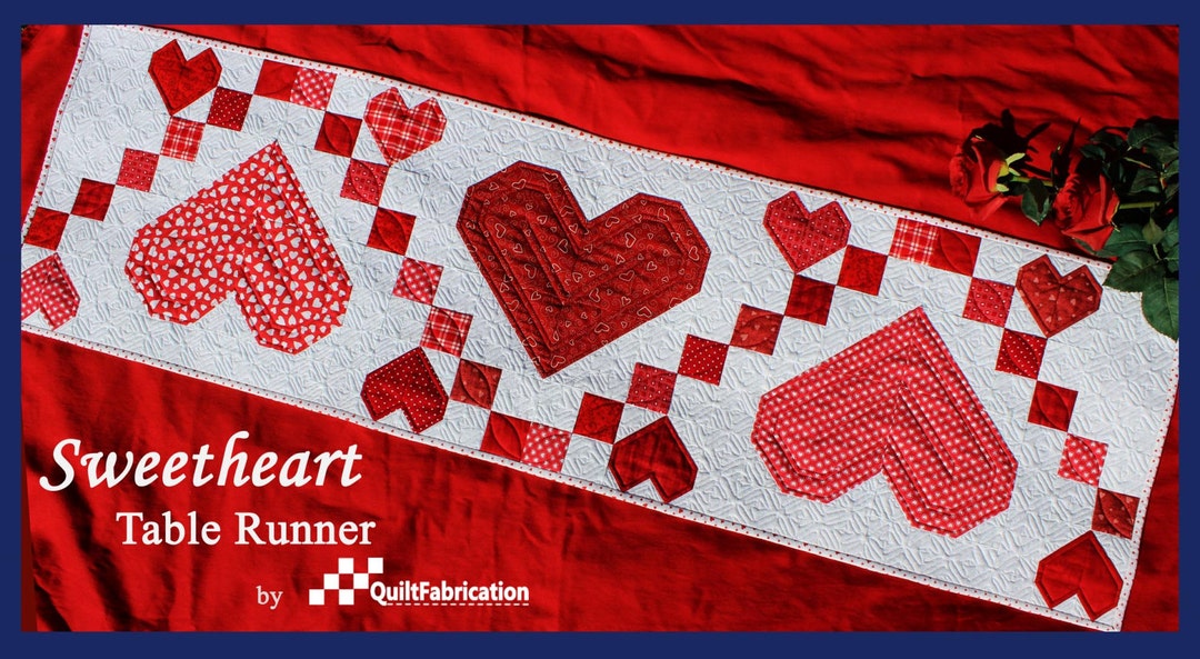 Heart Table Runner Quilt Pattern: Valentine's Day Decor (PDF Pattern ...