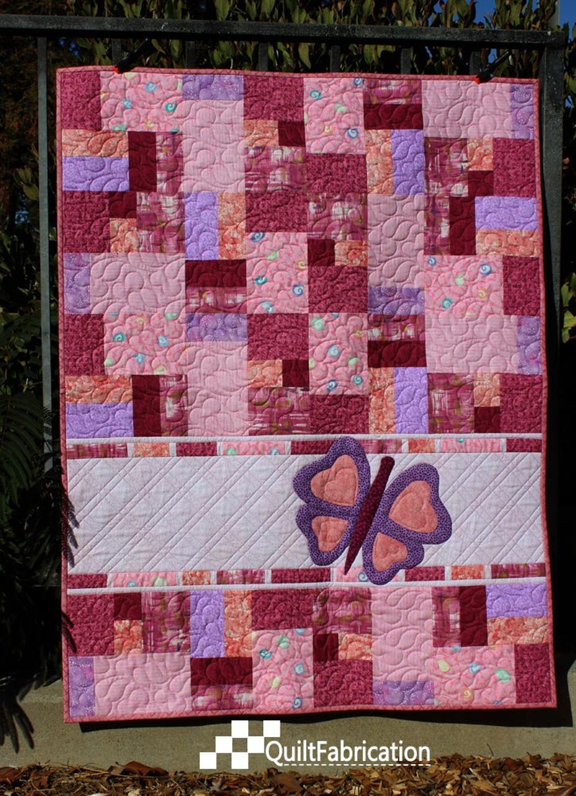 Butterfly Quilt Pattern, Crib Quilt, Pink, Girl Quilt, Instant Download ...