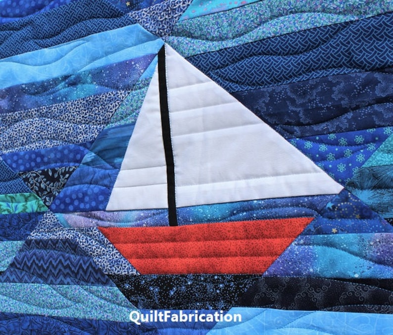 Seafarer Quilt Pattern Nautical Sailboat Easy Scrap Quilt - Etsy