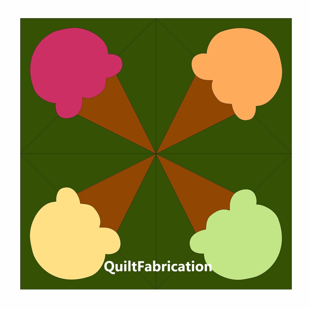 Ice Cream Cones, Quilt Block, PDF Instant Download Pattern, Easy ...