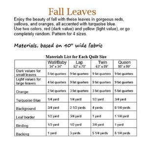 Fall Leaves, Easy Multi Size Quilt Pattern, Fall Leaf Decor - Etsy