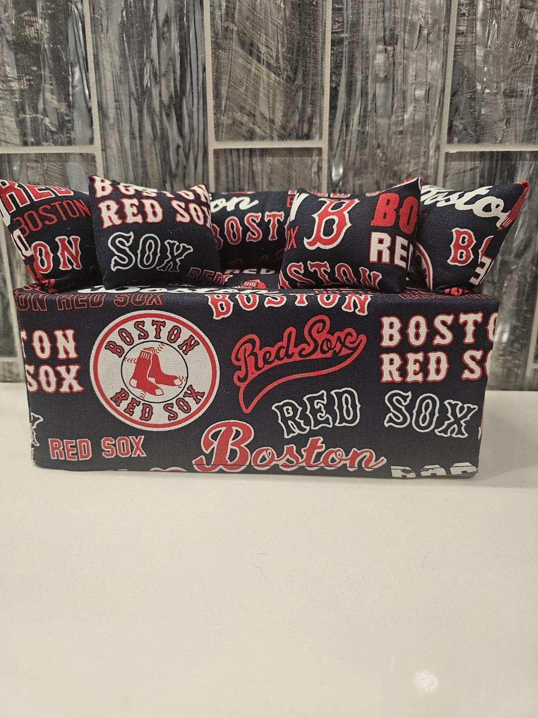 Handmade Couch/sofa Red Sox Tissue Box Cover (tissue Box Not Included ...