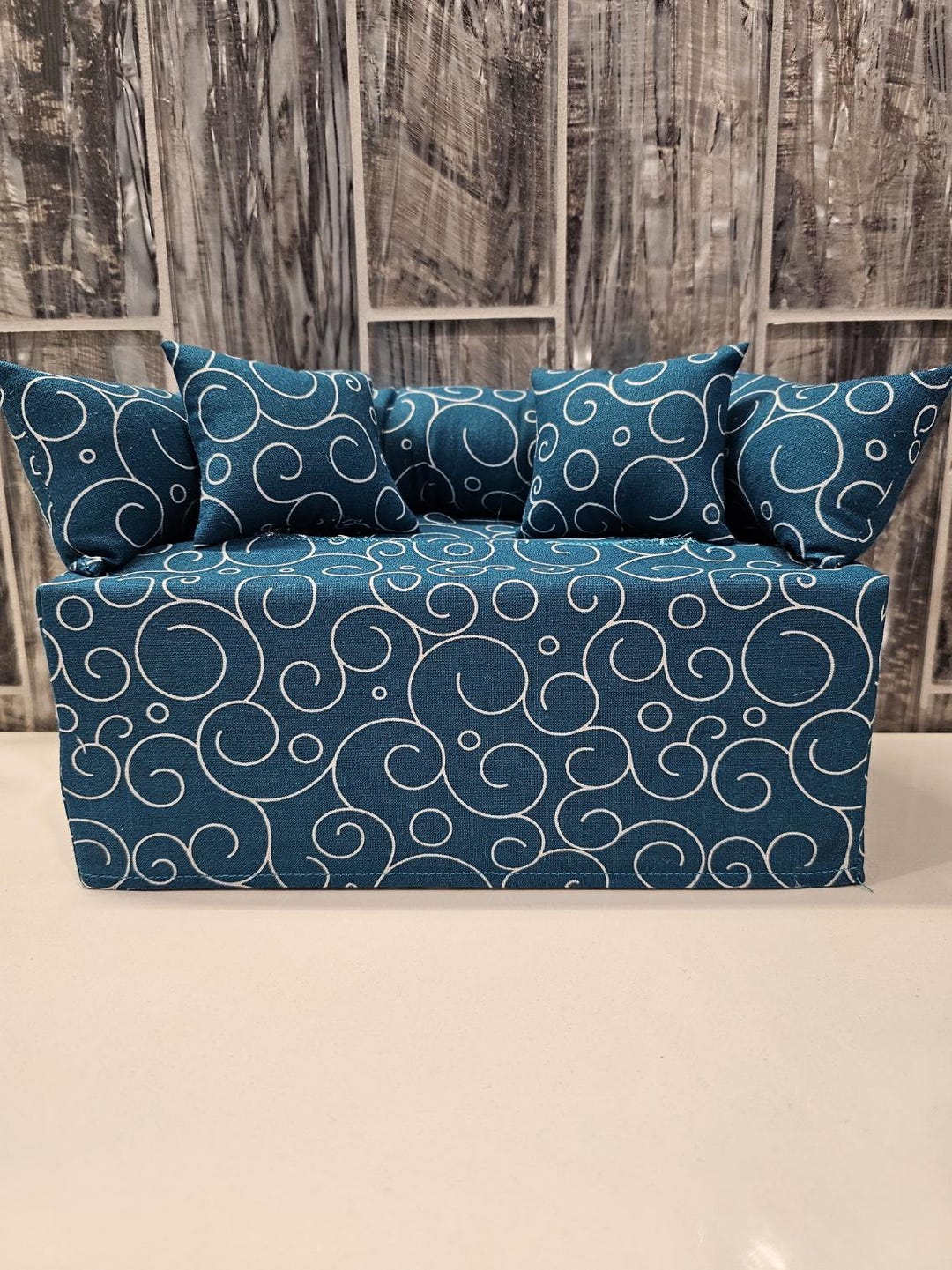 Hand-made Teal Swirls Couch/sofa Tissue Box Cover (tissue Box Not ...