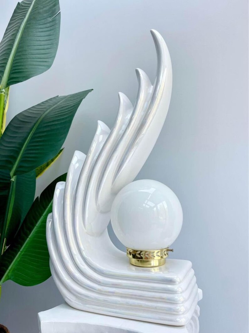 RARE Vintage Iridescent Art Deco Wave / Wing Lamps PAIR - Etsy