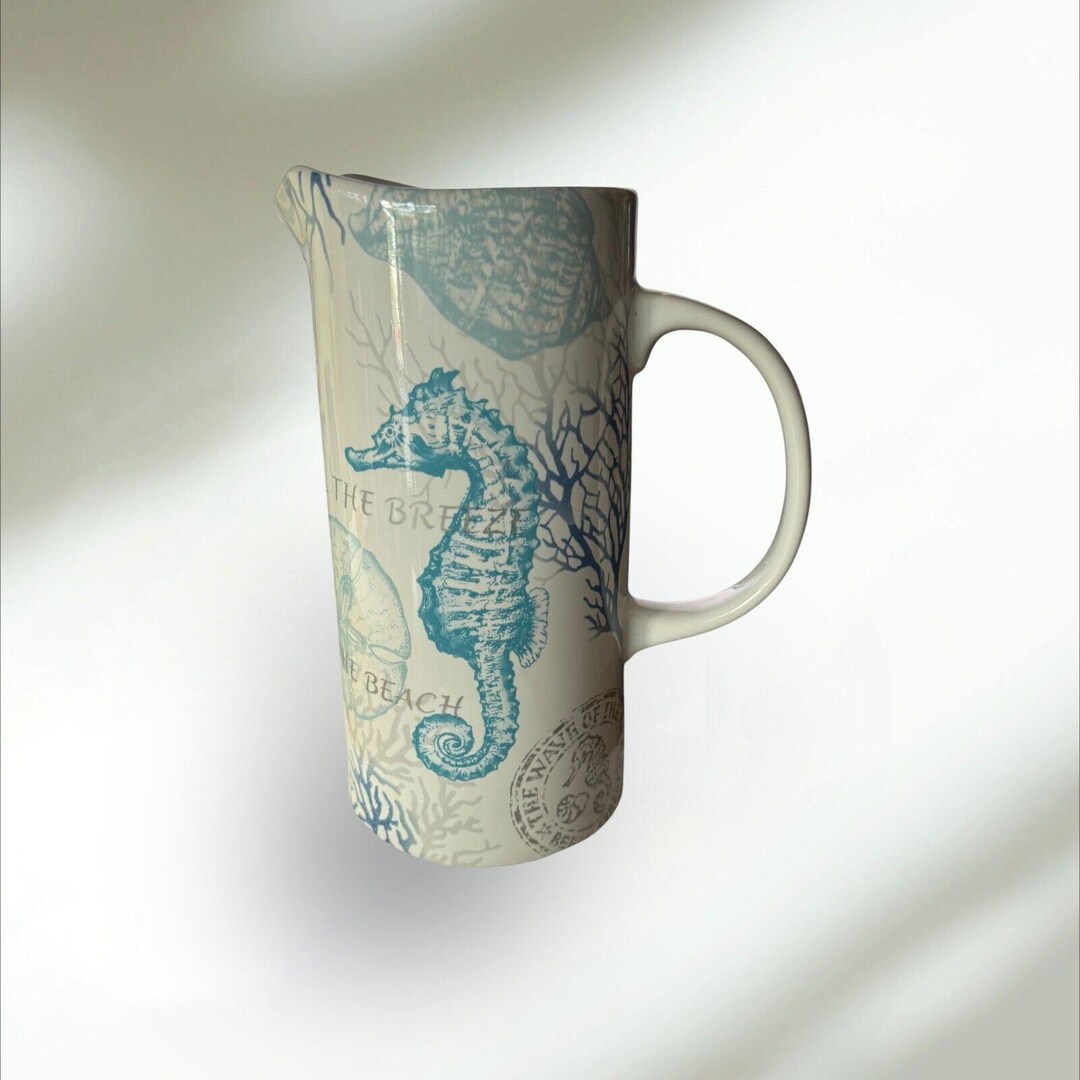 222 Fifth Coastal Breeze Blue Pitcher - Etsy