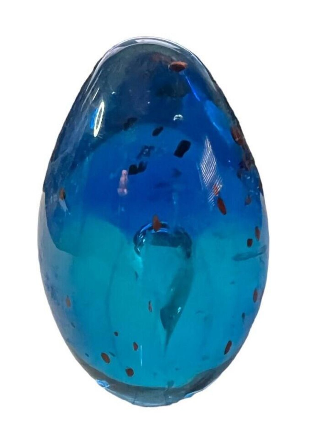 Art Glass Egg Shape Cobalt Blue With Copper Metallic Design 3.5" - Etsy
