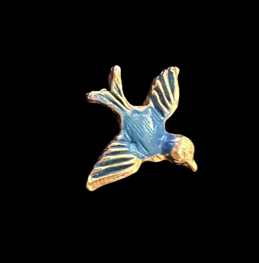 Vintage Bluebird of Happinees Blue Enamel Tac Pin - Etsy
