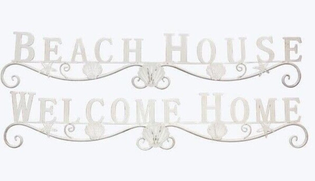 Metal Beach House & Welcome Wall Sign With Shell Design - Etsy