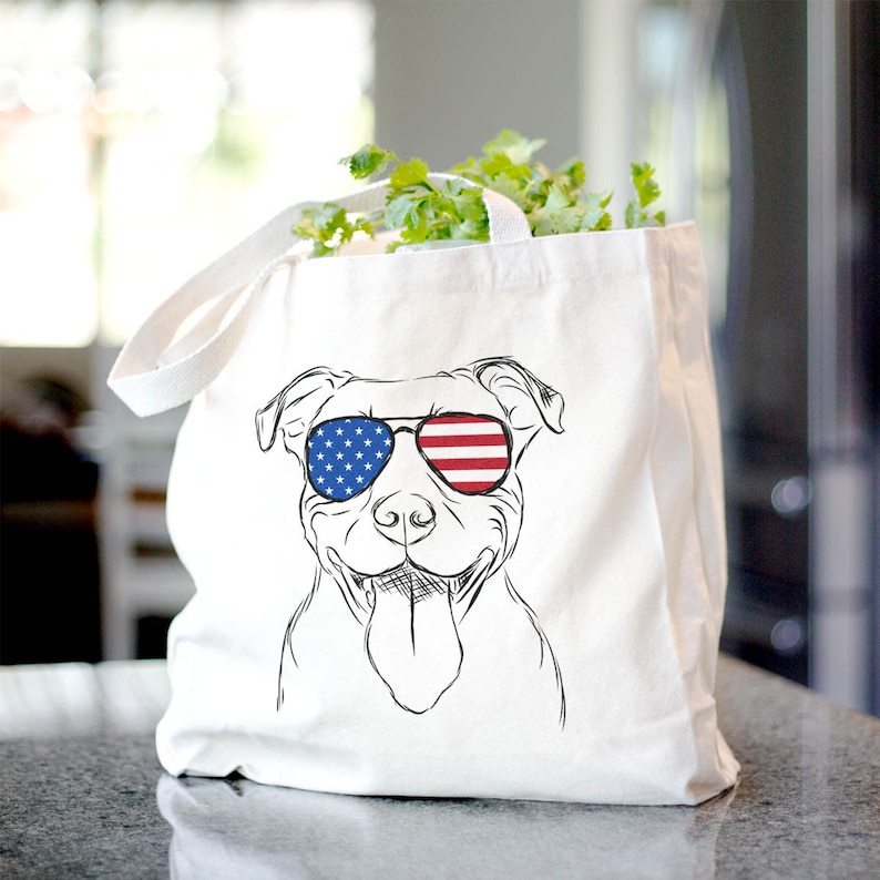 Major the Pitbull Dog Canvas Tote Bag - Gifts for Dog Owner, Pit Bull ...