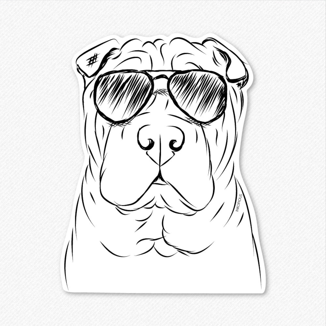 Sharpy the Shar Pei - Dog Decal Sticker, Gifts for Dog Owner, Dog Breed ...