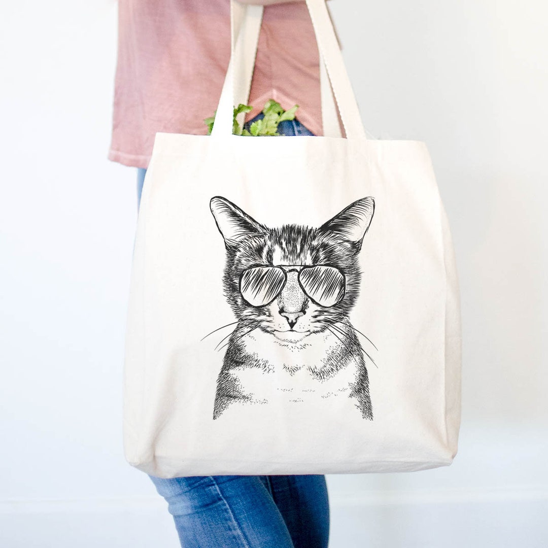 Hobbes the Tabby Cat - Canvas Tote Bag - Cat Lover Gift, Cool Cat Bag ...
