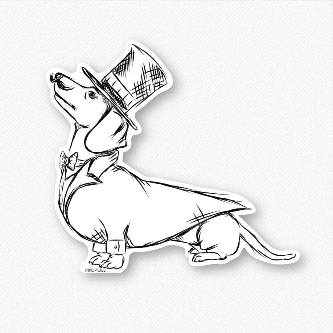 George Dapper Dachshund Vinyl Decal Sticker - Gifts for Dog Owner ...
