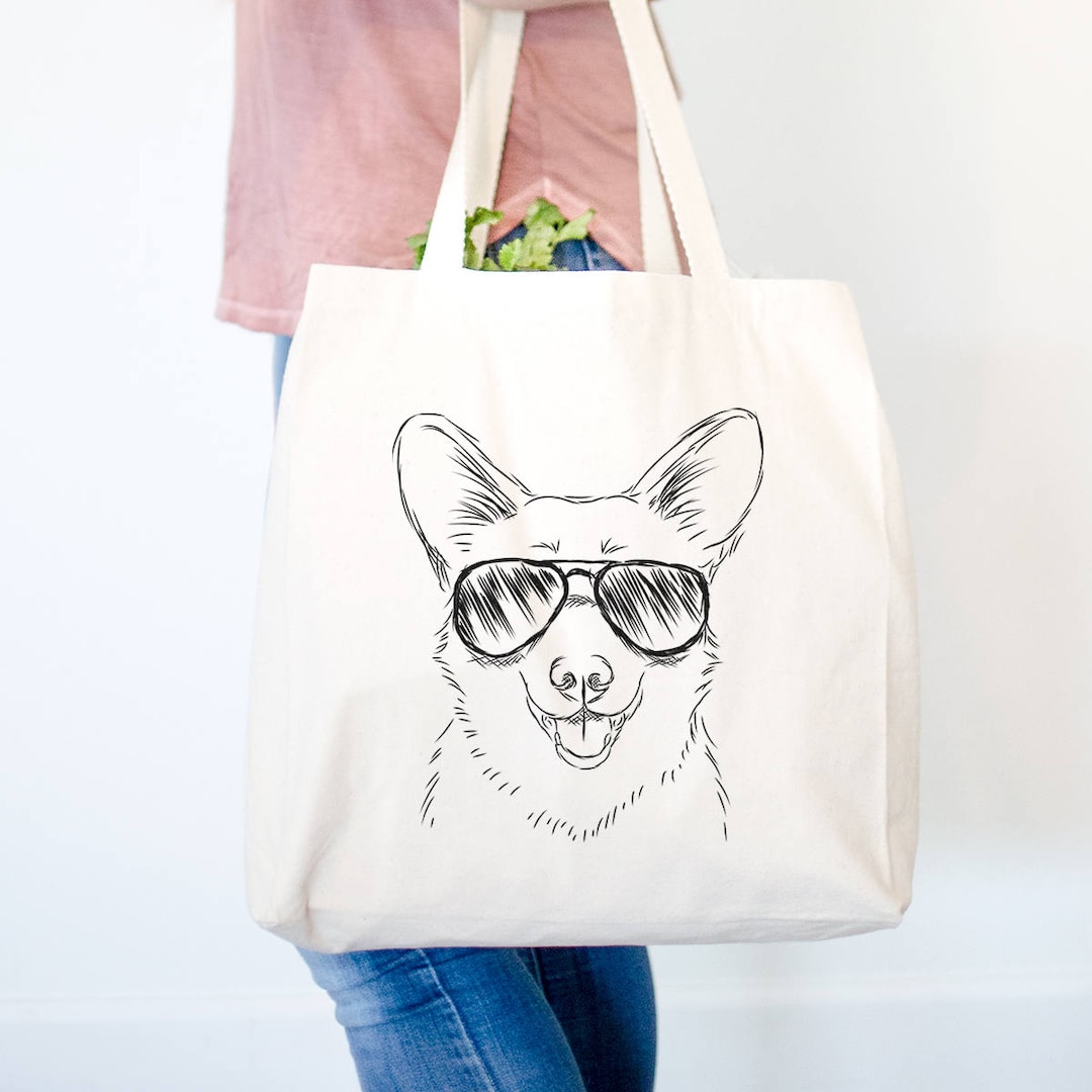 Ricco the Corgi Dog Canvas Tote Bag - Gifts for Dog Owner, Corgi Tote ...