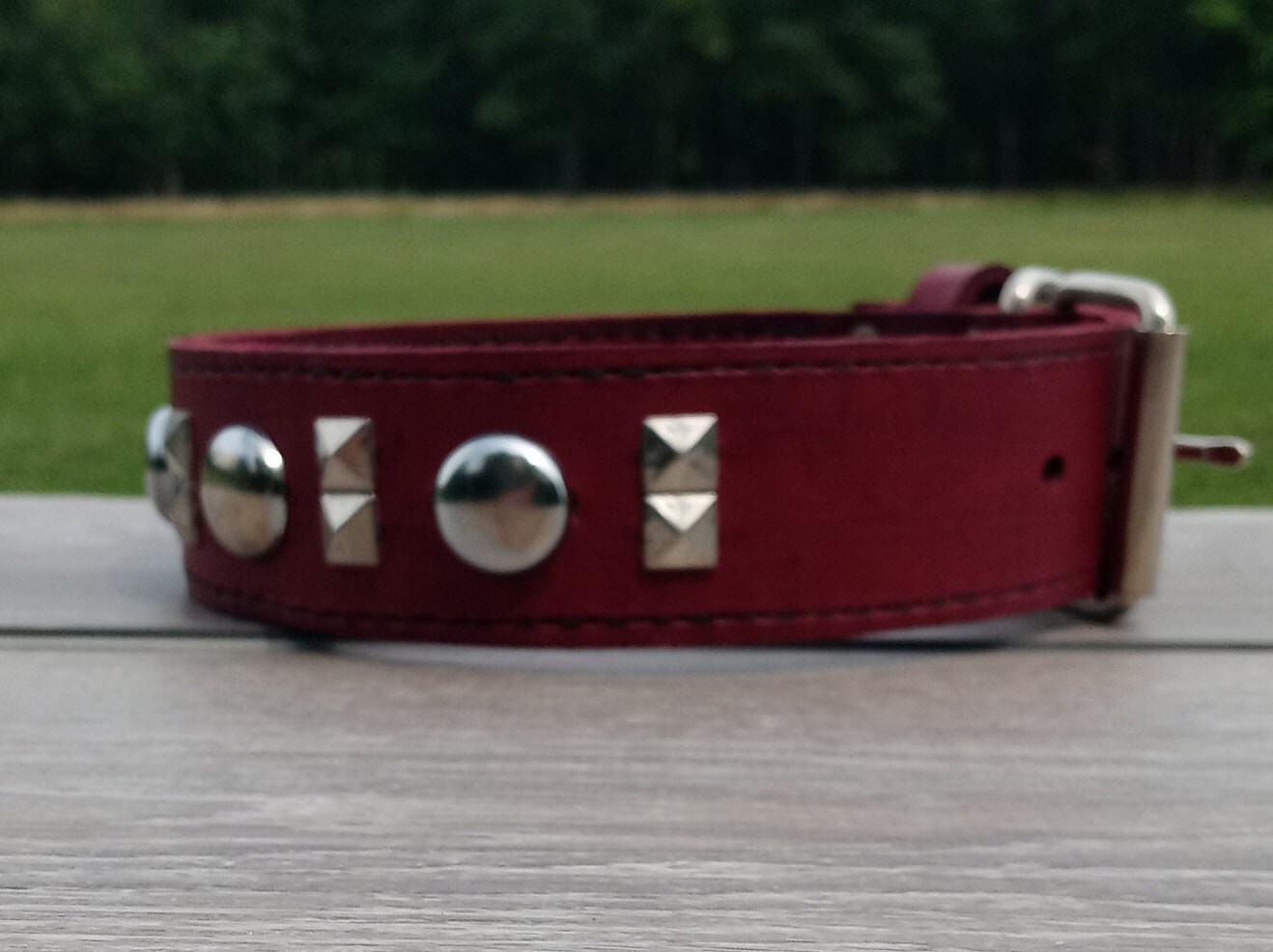 Leather Dog Collar (red) With Nickel Plated Hardware, Free Shipping - Etsy