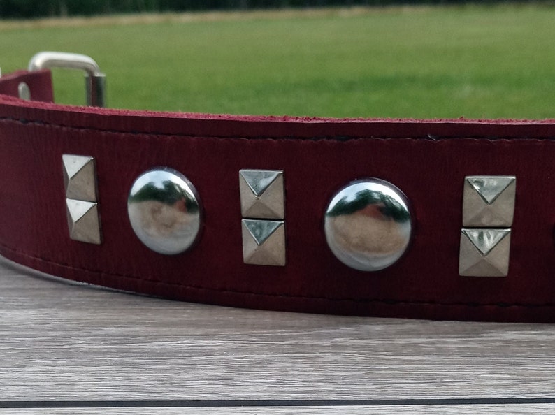 Leather Dog Collar (red) With Nickel Plated Hardware, Free Shipping - Etsy