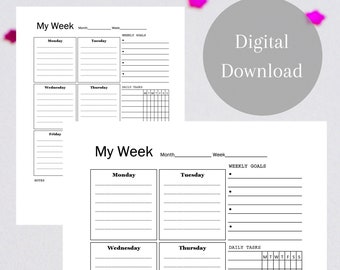 This Week Printable Weekly Schedule Sheet Instant Download | Etsy
