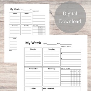 My Week Printable, Instant Download, Printable Calendar, Weekly ...