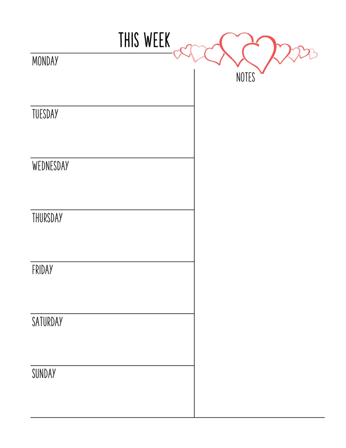 This Week Printable Weekly Schedule Sheet Instant Download - Etsy