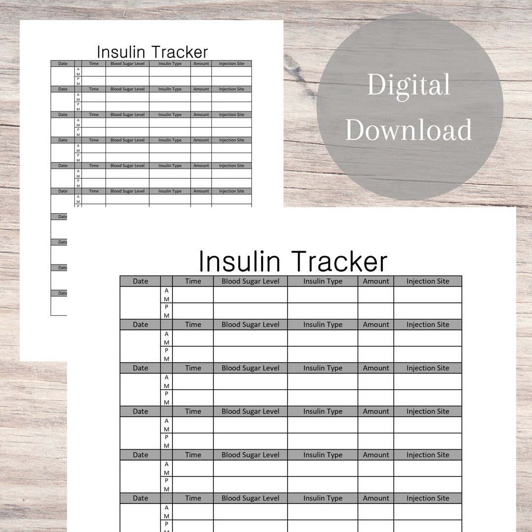 Printable Insulin Tracker Sheet: Diabetic Planner (digital Download) - Etsy