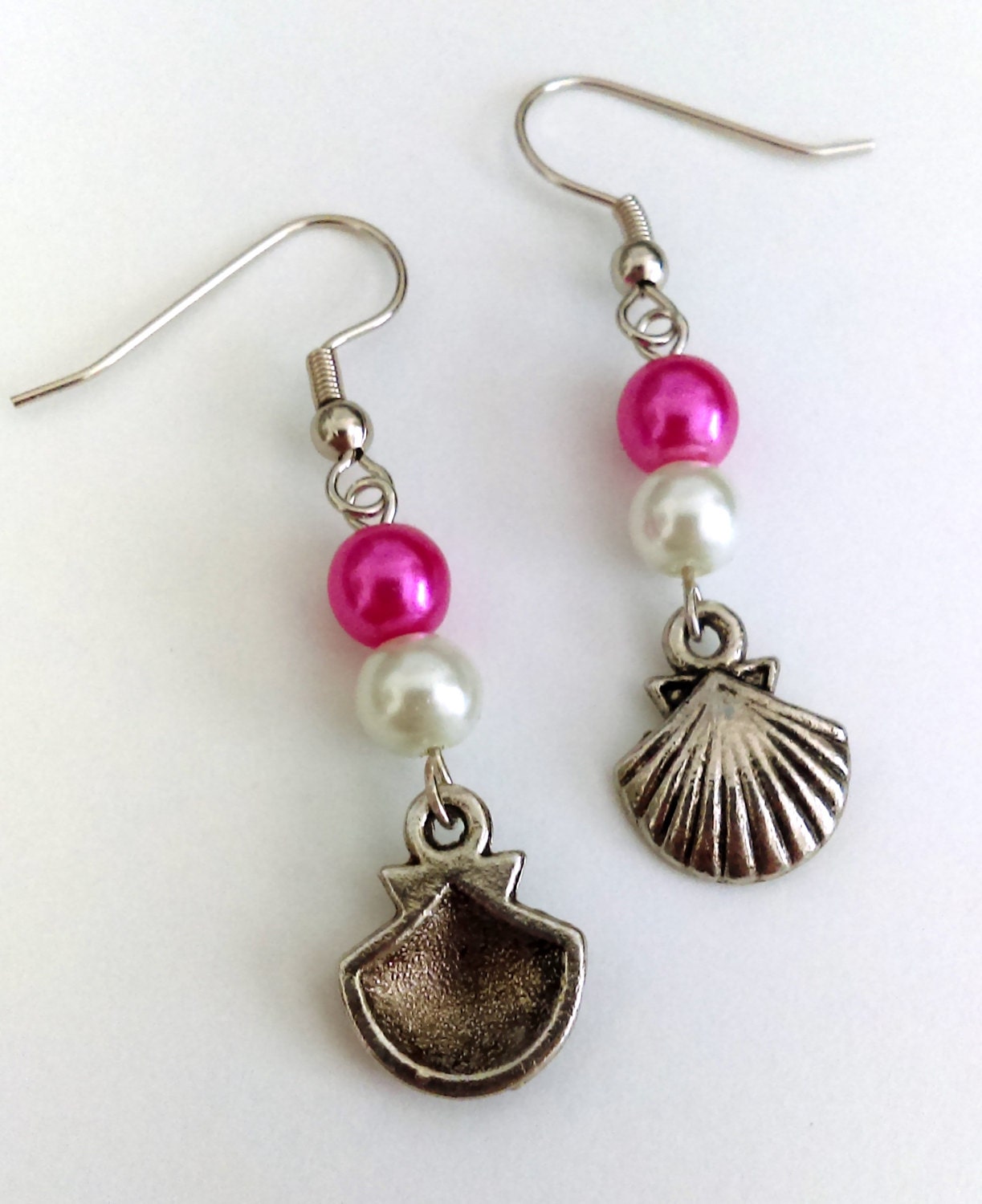 Seashell Earrings Beaded Earrings Charm Earrings Dangling | Etsy