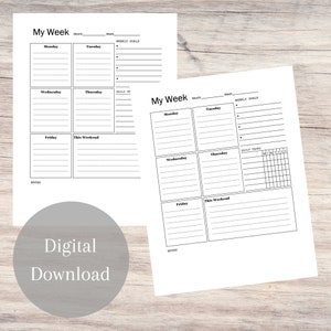 My Week Printable, Instant Download, Printable Calendar, Weekly ...