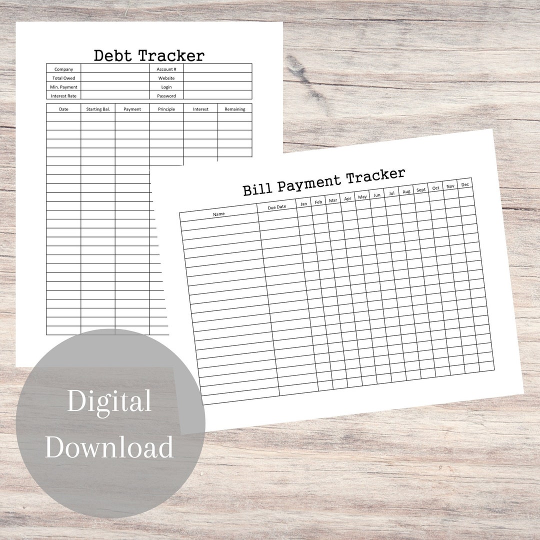 Bill and Debt Tracker Printable, Tracker Sheets, Instant Download ...