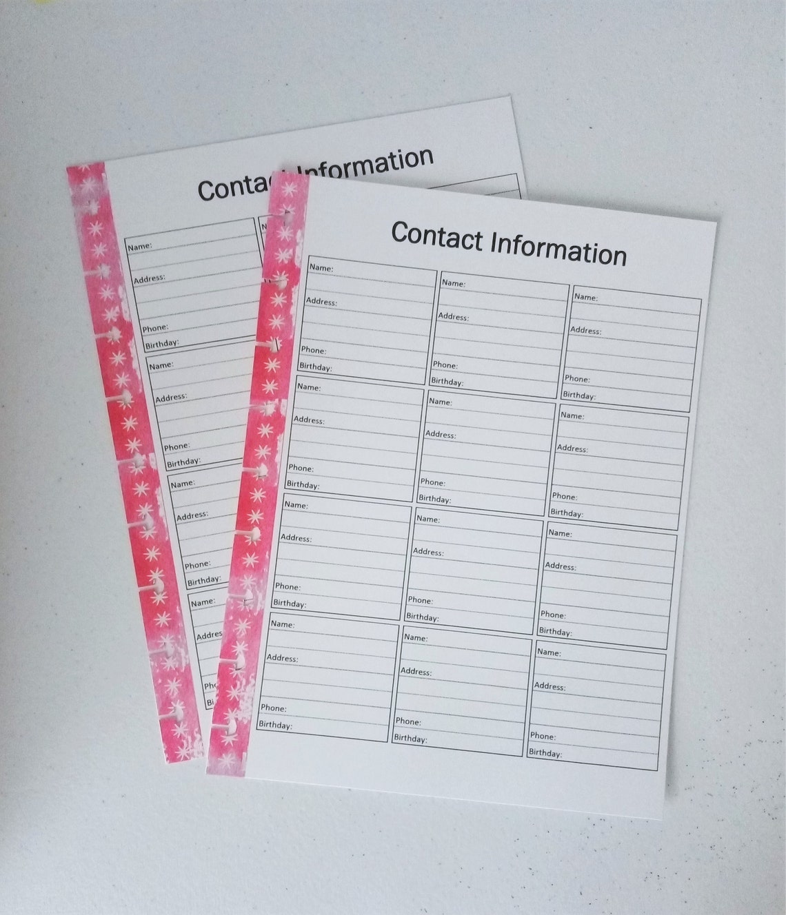 Contact Info Sheet Contact Tracker Planner Accessory Daily - Etsy