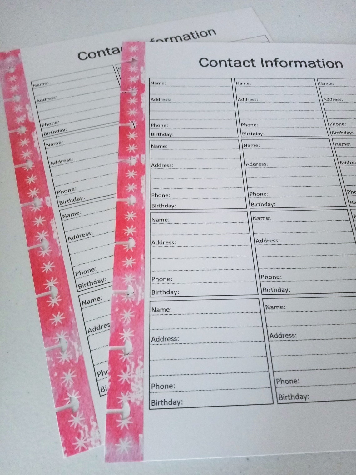 Contact Info Sheet Contact Tracker Planner Accessory Daily - Etsy
