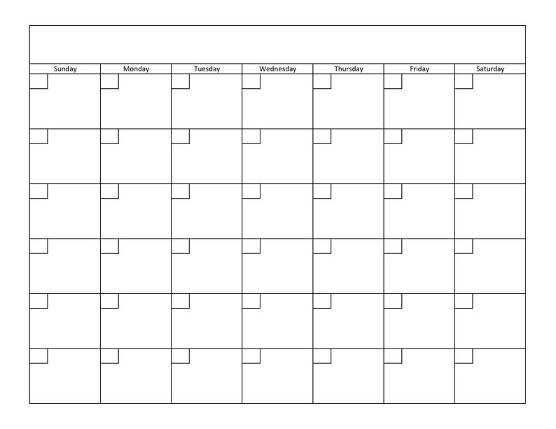 Blank Calendar Printable Monthly Calendar Sheet Instant | Etsy