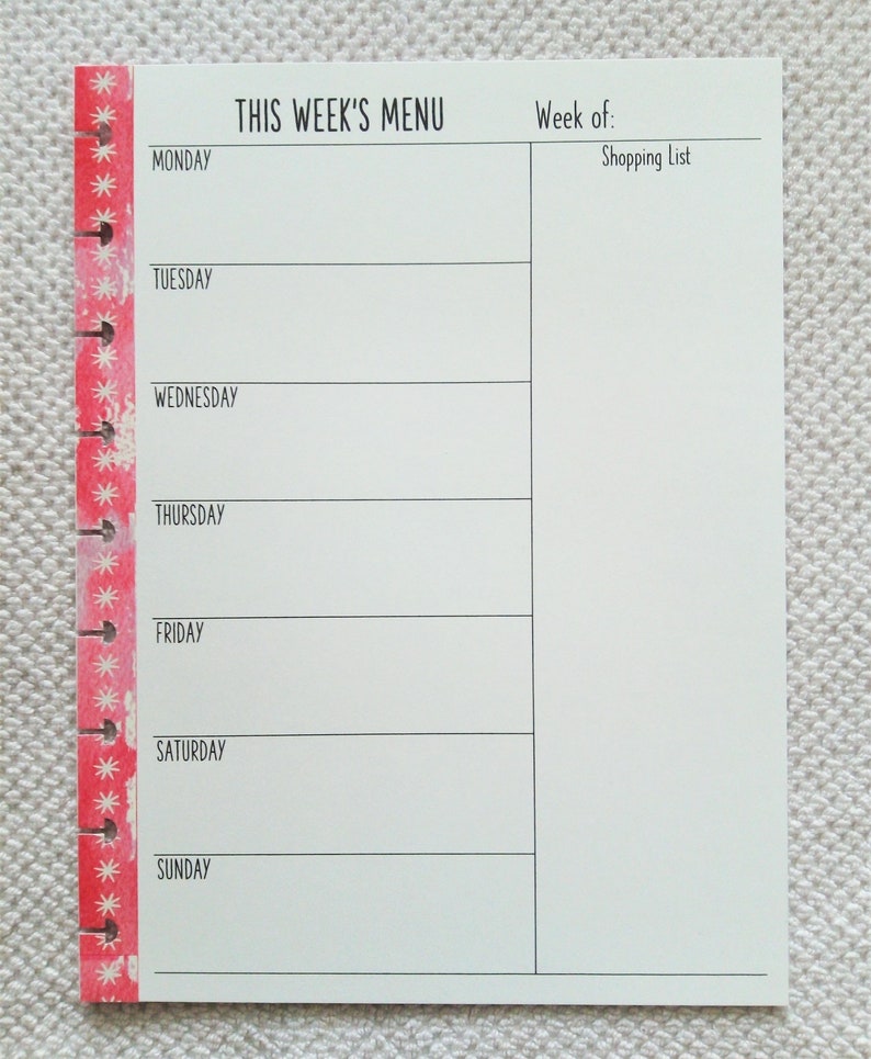 This Week Menu Sheets Meal Planning Tracker Planner Menus - Etsy