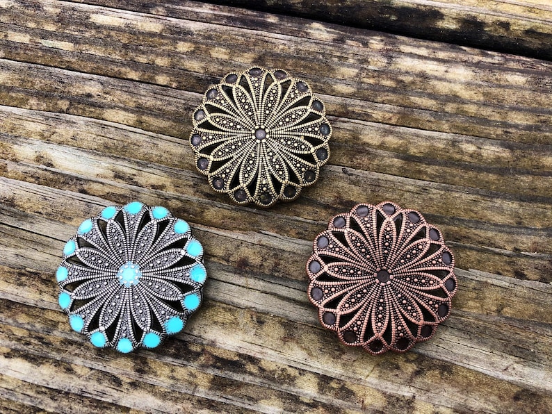 Beautiful Floral Style Conchos for Leather and Wood | Etsy